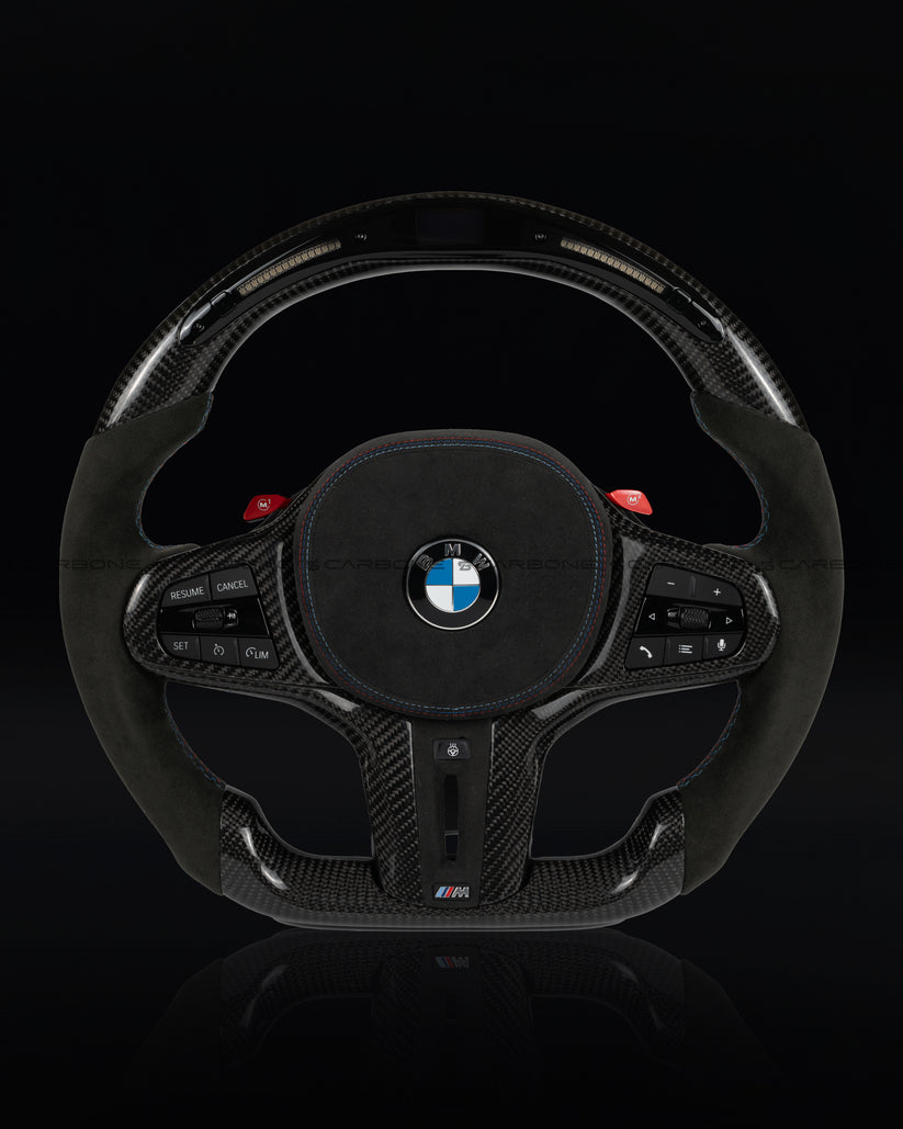 BMW LED Screen Alcantara Flat Bottom Carbon Fiber Steering Wheel for G ...