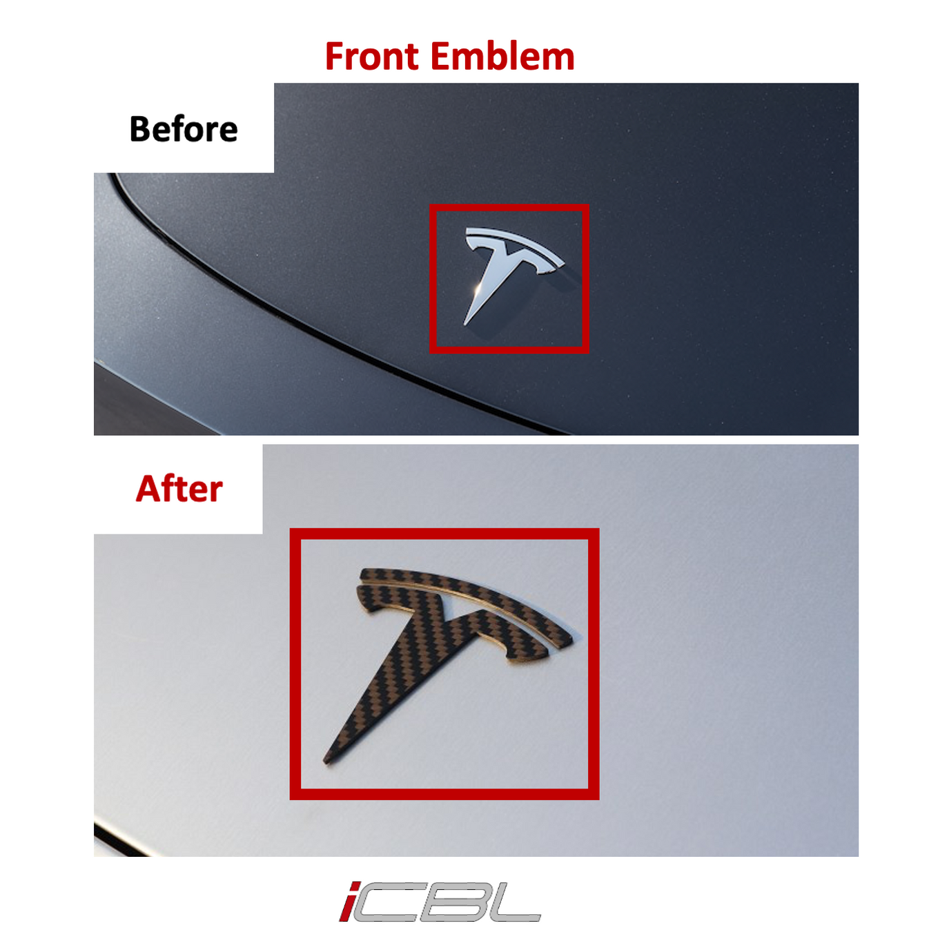 TESLA Front Emblem Carbon Fiber Logo Replacement for Model 3 & Y Front ...